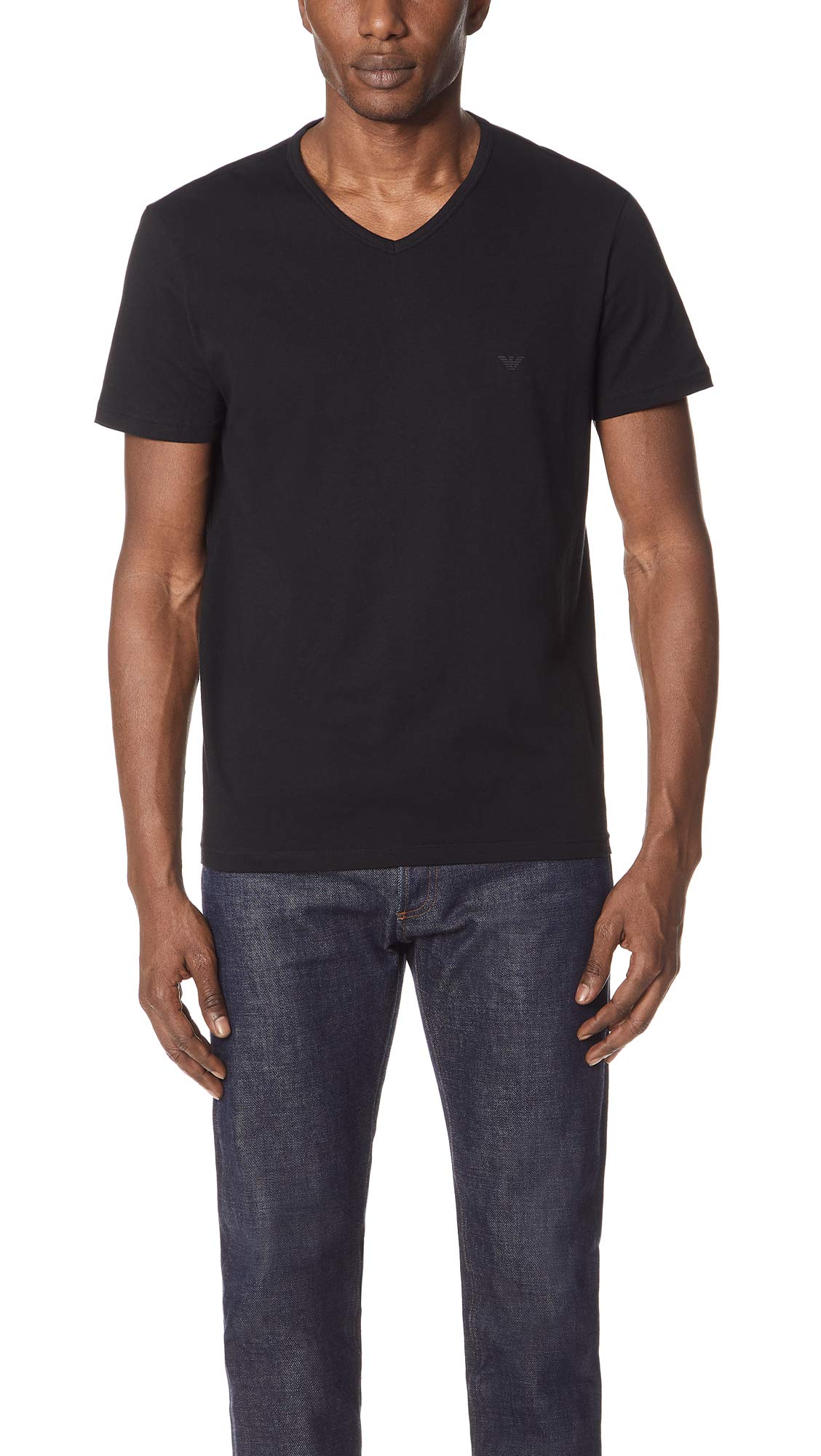 Emporio Armani mens Pure Cotton Men's 3 Pack V-neck T-shirt T Shirt, Grey/White/Black, Medium US