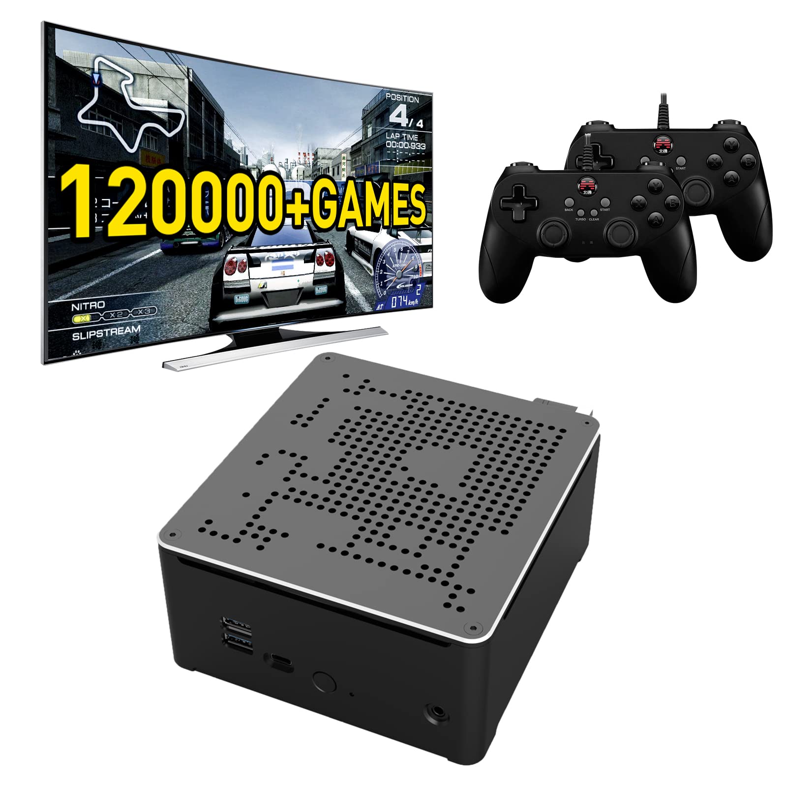 Kinhank Super Console X PC Box Retro Video Game Console, Built-in 120000+ Games, Win 10 & Batocera 33 in 1, 4K Dual Screen Output, 2.4+5G,1000M LAN, BT 4.1