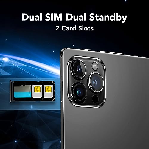 HD Tablet, Dual Camera Tablet PC 10.1in FHD 8GB RAM 256GB ROM with Keyboard for Travel (US Plug)