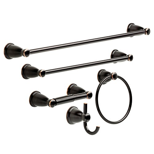 Franklin Brass Kinla (5-Pack) Bathroom Set Oil-Rubbed Bronze 18", 24" Towel Bar Racks,Toilet Paper Holder, Hand Towel Holder, Hook | Bathroom Accessory Set Towel Holder 5-Piece Hardware Set KIN5PC-ORB