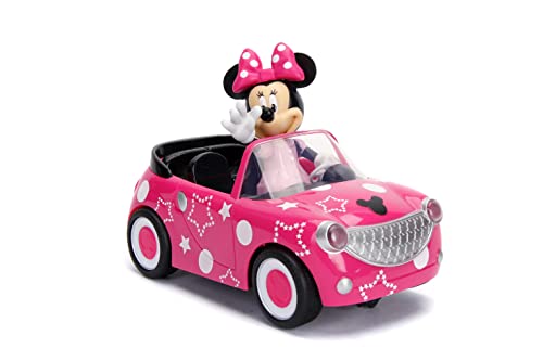 Disney Junior 7.5" Minnie Mouse Roadster RC Remote Control Car Pink 27MHz, Toys for Kids , Pink With Stars and Polka Dots