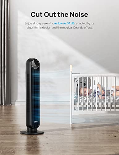 Dreo 42'' Pilot Pro Tower Fan with Remote, Black (DR-HTF005) & Nomad One Tower Fan with Remote, 24ft/s Velocity Quiet Cooling Fan, 90° Oscillating Fan, Black, (DR-HTF007)