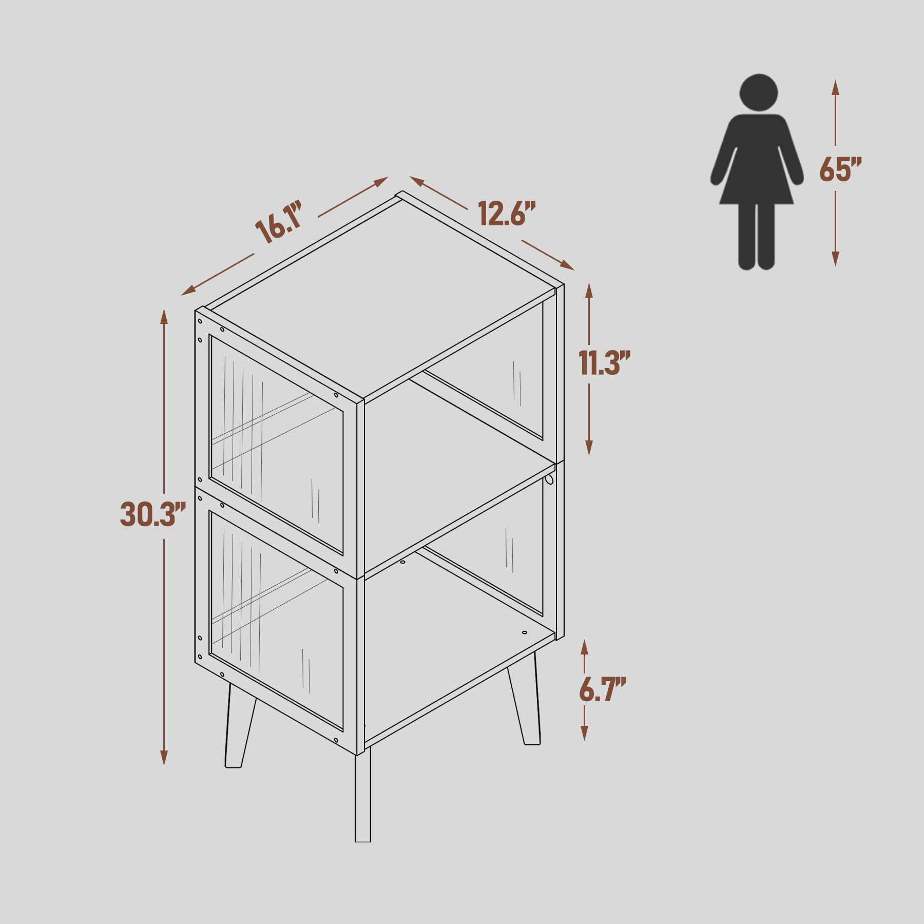 TUTOTAK 4 Tier Book Shelf, 4 Cube Bookcase, Bookshelf Storage Organizer with Legs, Display Shelf Freestanding for Bedroom, Living Room, Home Office, Oak BS02BO004