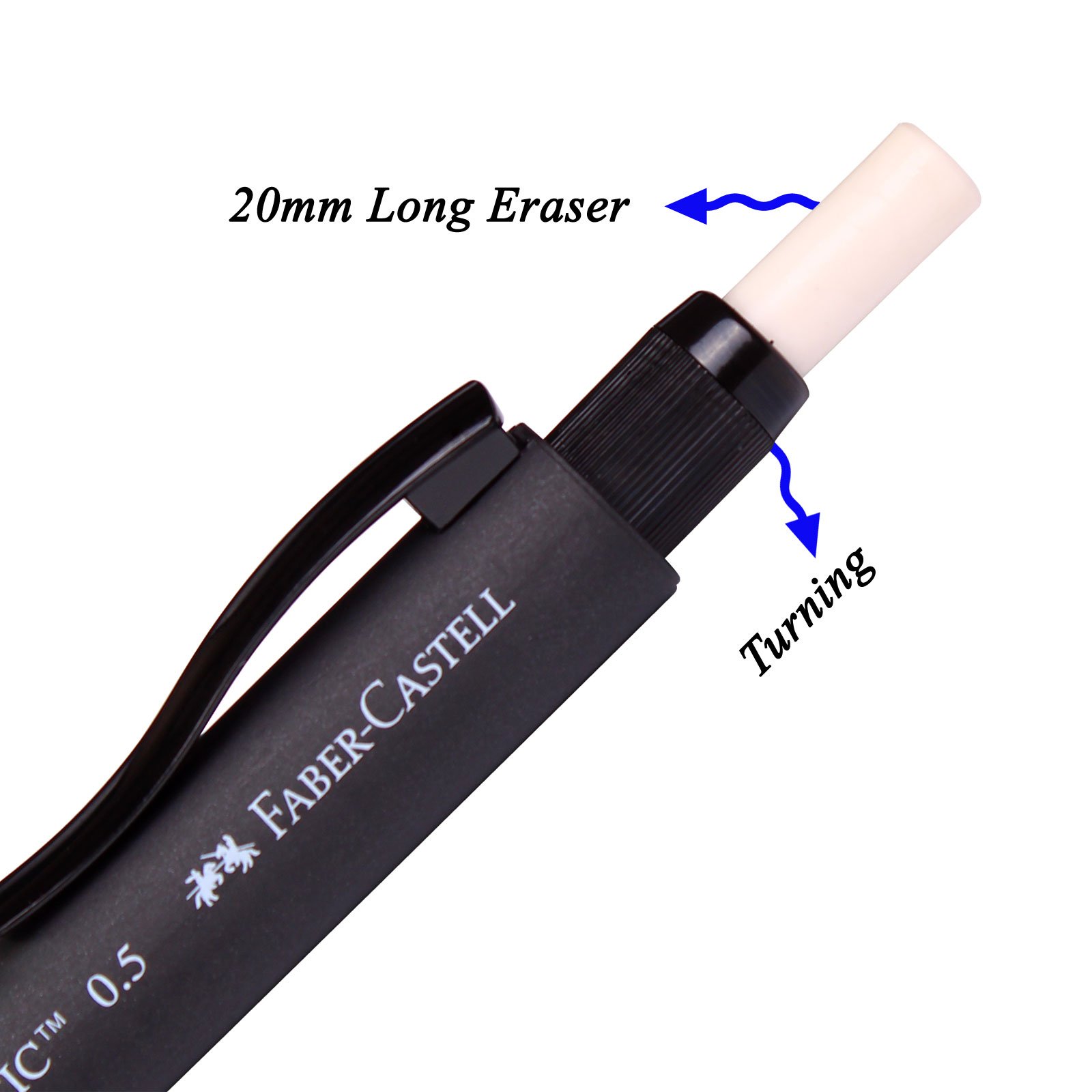 Faber-Castell Poly Matic Mechanical Pencil Automatic 0.5mm - Long Eraser Black