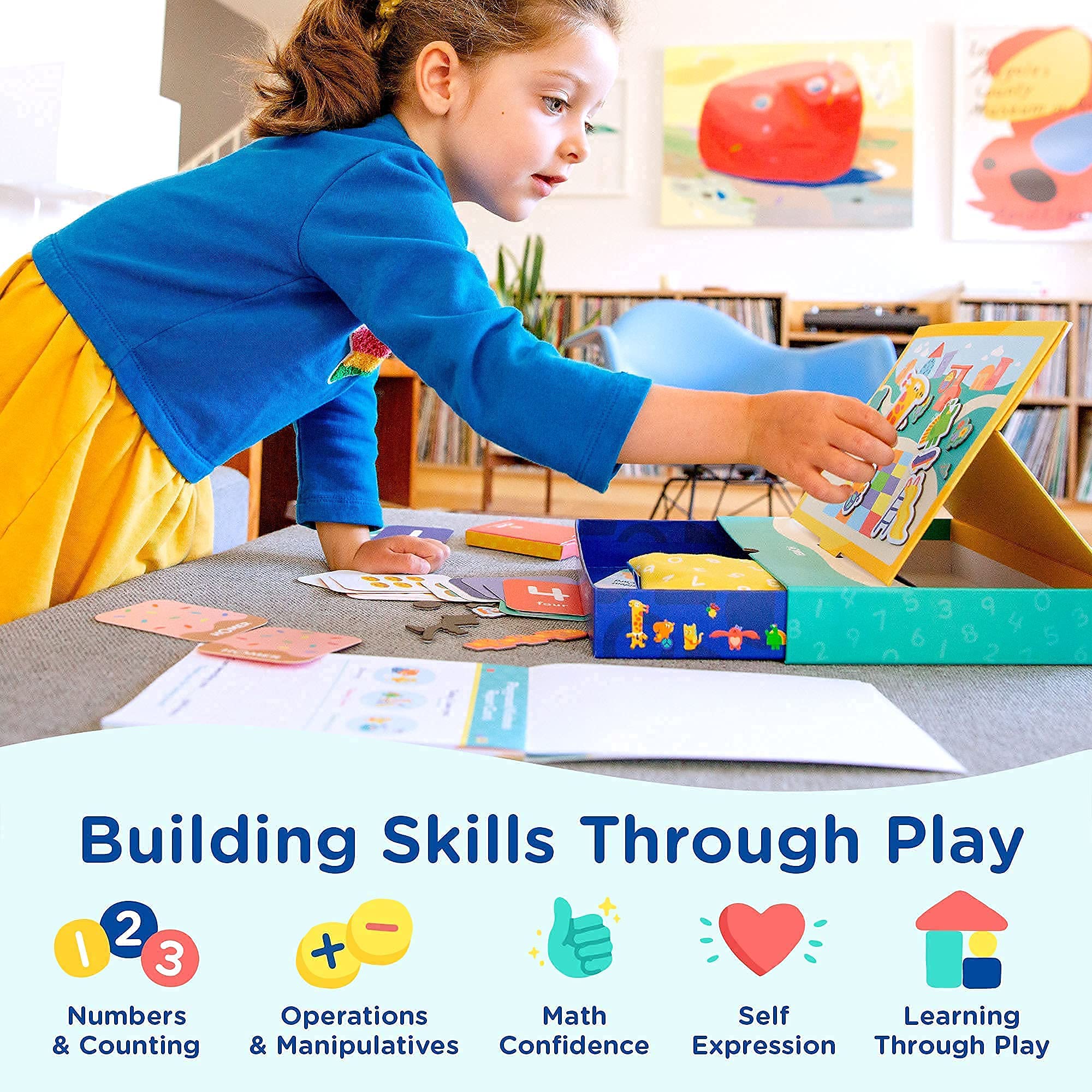 HOMER Explore Numbers Kit - Learn and Play Math with Magnetic Board, Games & Activities, Educational Toys for Counting, Addition & Subtraction, Gift for Children Ages 3-6, Pre-School & Kindergarten