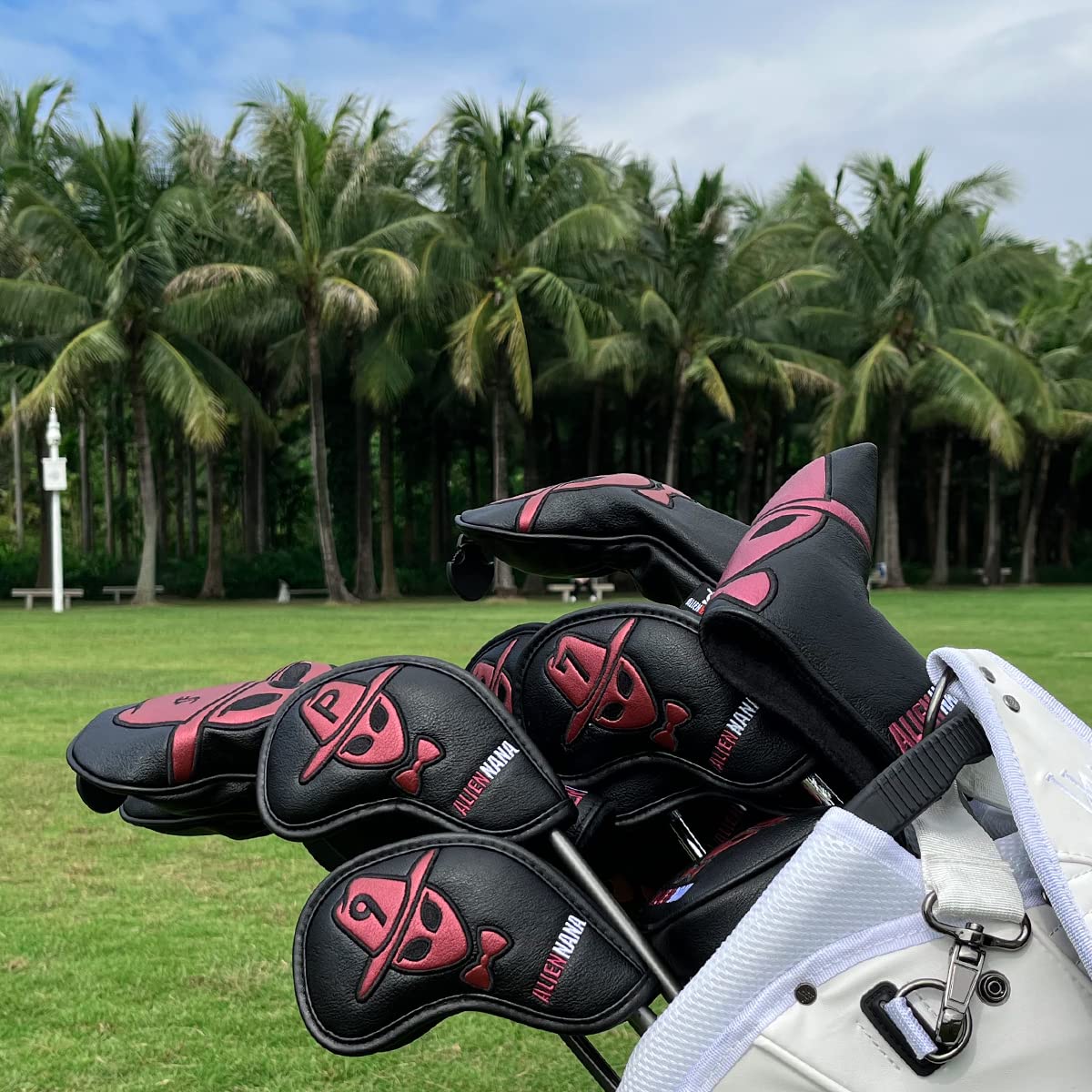 Golf Club Headcover Set Golf Driver Cover Fairway Cover Hybird Covers Iron Headcover Blade Putter Covers, Synthetic Leather Headcover