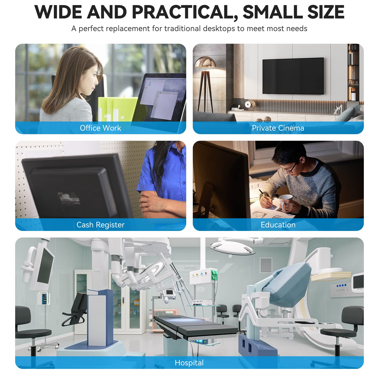 Mini PC W10 Pro Intel Celeron N3350(Up to 2.4GHz) Micro PC, Mini Desktop PC 4G LPDDR3 64GB eMMC, Micro Computer Supports 2 * 4K HDMI, 4*USB 3.0, Wi-Fi 5, BT 4.0, Business Computer