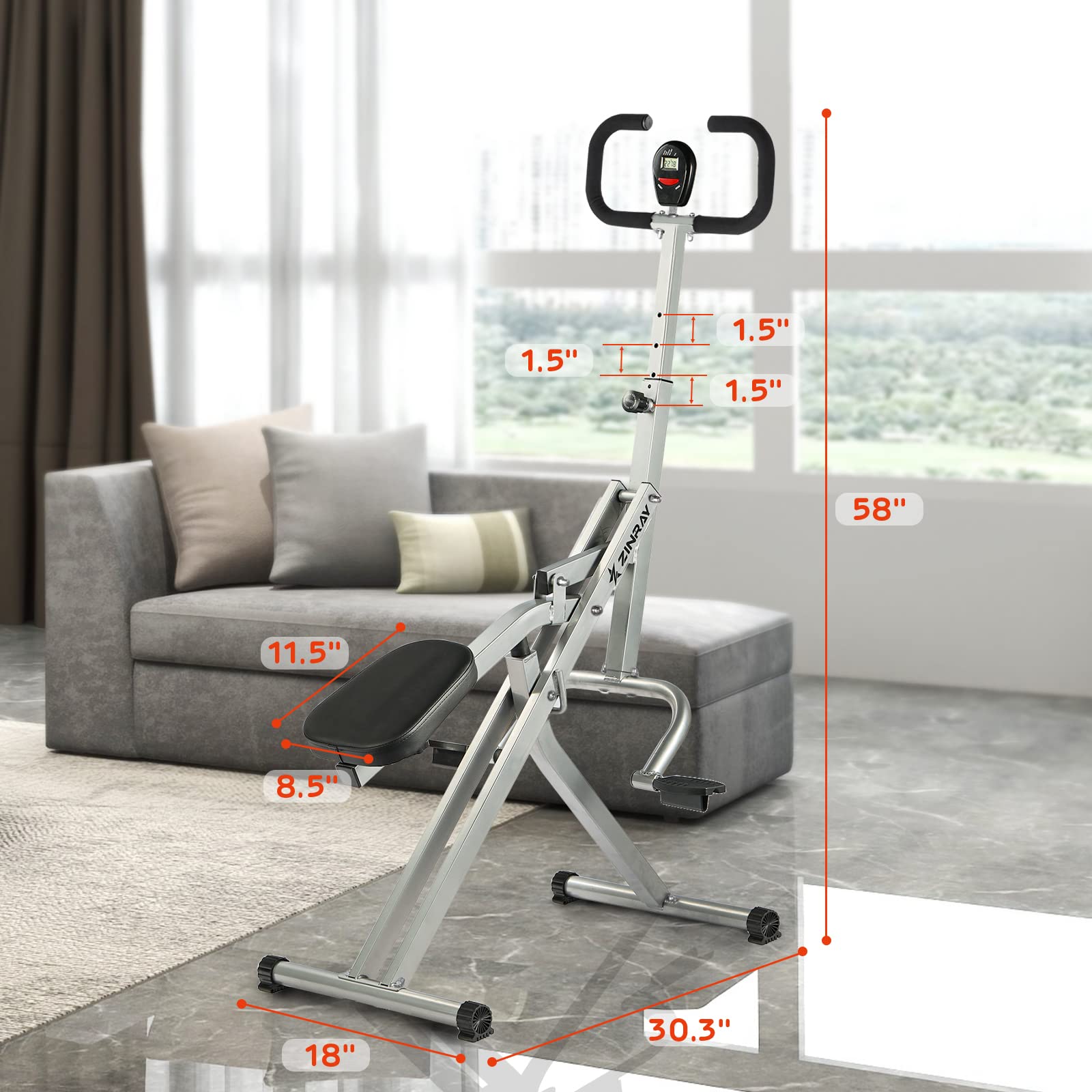 Foldable Squat Machine Rower Ride Fitness Workout Machine