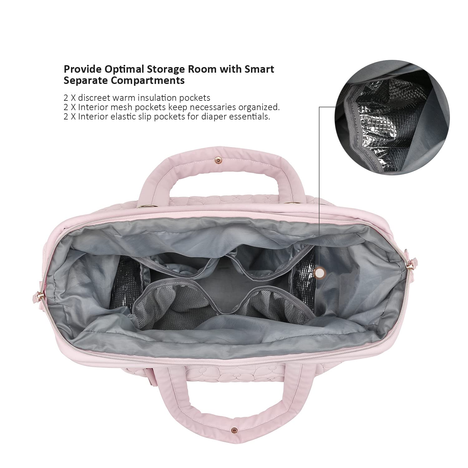 Large capacity Mama bag,Stroller hang bag,portable diaper organizer storage bag,unsex baby shower gift (Pink)