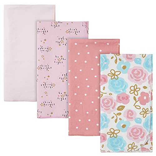 Gerber Baby 4-Pack Flannel Receiving Blanket, Princess Pink, One Size