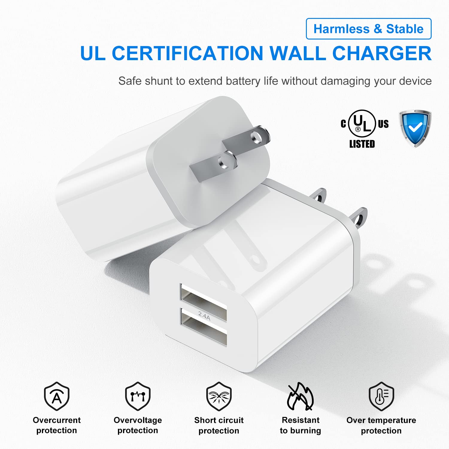 iPhone Charger and Wall Plug, [ Apple MFi Certified ] 2Pack 6ft Lightning Cable Cord with 2.4A Fast Dual Port USB Charging Adapter Block Box for Apple iPhone 12/11/XR/X/Xs Max/8/7/6/6s Plus/SE/5c/iPad