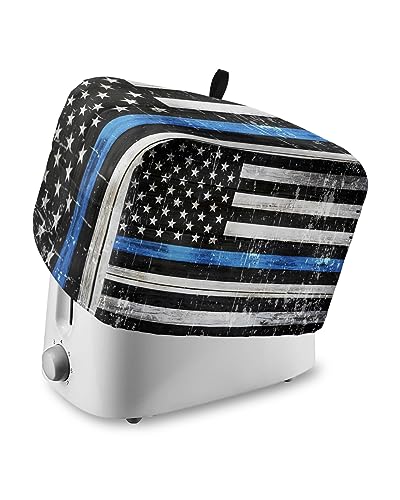 Toaster Cover, 4 Slice Toaster Cover Rustic America National Flag Black Blue Line Kitchen Small Appliance Covers, Dust and Machine Washable Bread Maker Cover (12w X 11d X 8h)