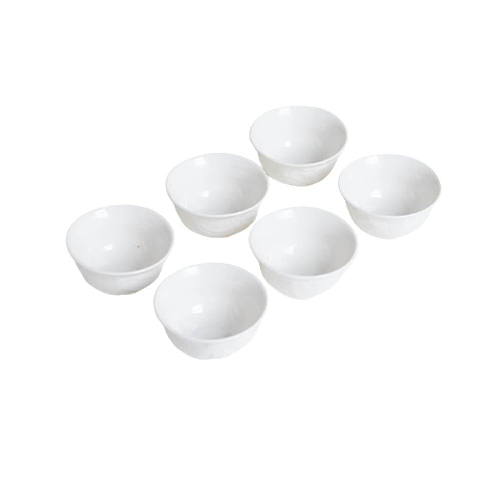 HonHeam Handmake Ceramic Mini Kungfu Tea Cups, Chinese Embossed Dragon Style White Porcelain Tiny Teacups,Tea Bowl Cup set of 6