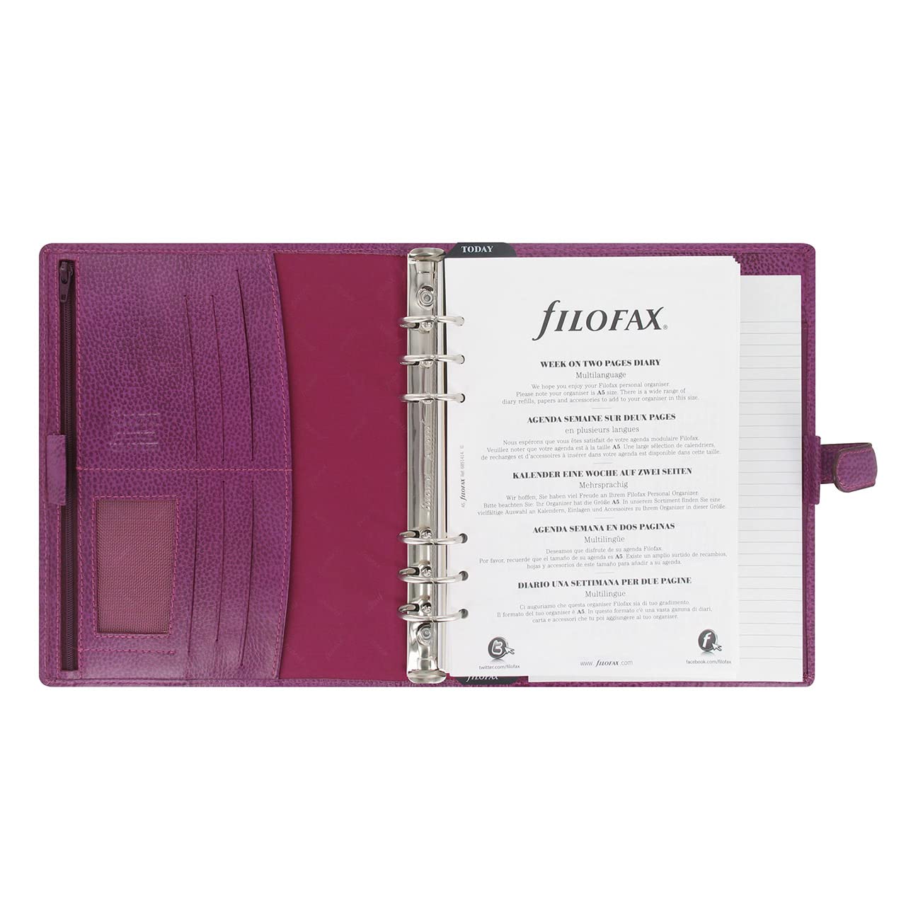 Filofax A5 Finsbury raspberry organiser