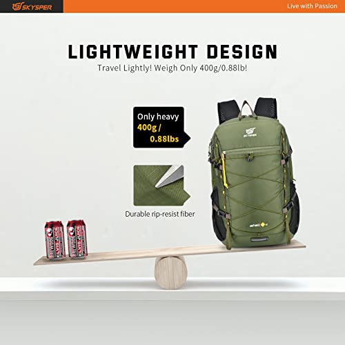 SKYSPER Packable Hiking Backpack 30L Lightweight Daypack Travel Backpacks for Women Men(Green)