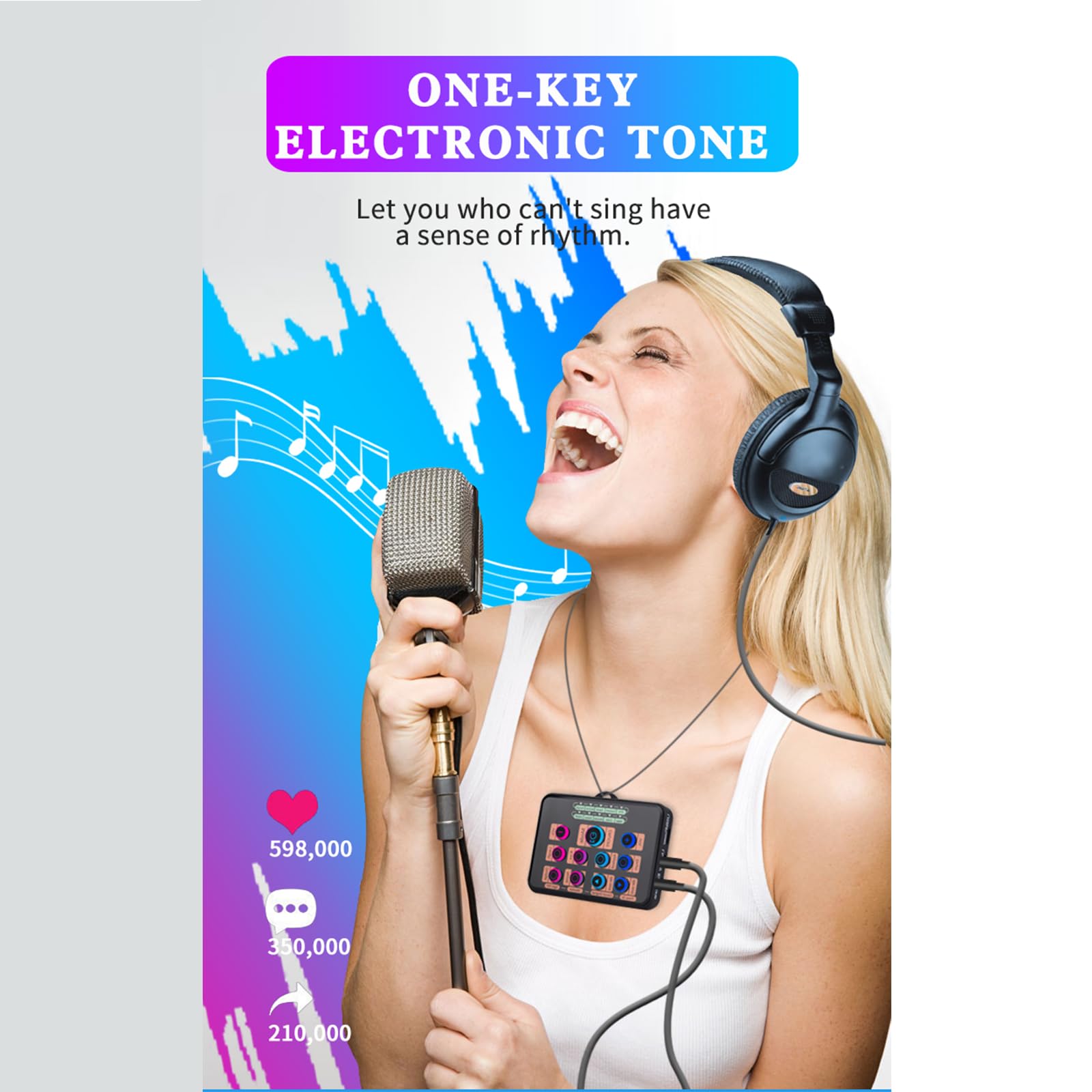 Hosabely Voice Changer, Compact Sound Card for PS4/PC/Xbox/Switch/Phone/Pad,Sound Effects Machine Mixer Board for Skype YouTuber Karaoke Gaming Recording Live Streaming with Microphone/Green LED Light