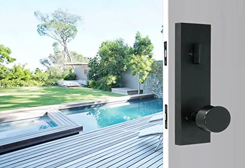 Weslock 066214242SL2D Addy Entry Handle with Mesa Knob (Keyed Handleset, Matte Black)