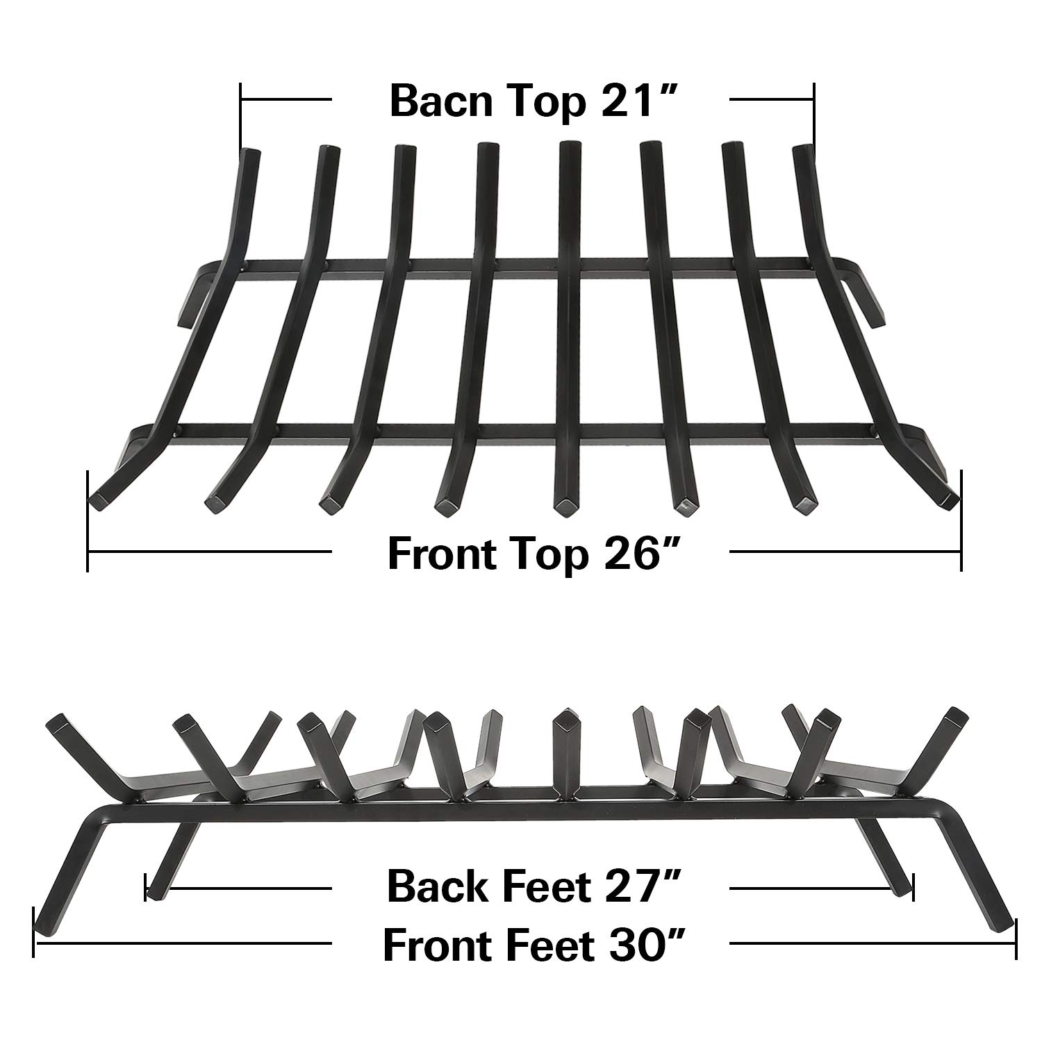 hykolity 30 in. Fireplace Log Grate, Heavy Duty Solid Steel Firewood Burning Rack 4/5" Bar Fire Grates