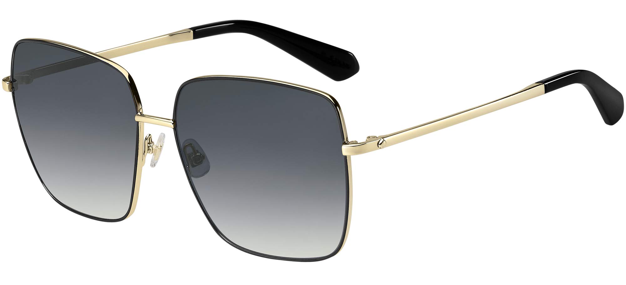 Kate Spade New York Women's Fenton/G/S Square Sunglasses, Black/Gray Shaded, 60mm, 15mm