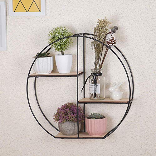 PIBM Stylish Simplicity Shelf Wall Mounted Floating Rack Shelves Simple Iron Art Solid Wood Solid Moisture Proof Living Room Multi-Layer,3 Styles, a , 43X14X60CM