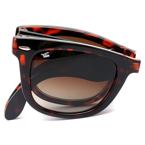 Foldies Classic Folding Sunglasses Polarized, UV400, UVA, UVB Protection for Men Women, Folding Sunglasses Leather Case