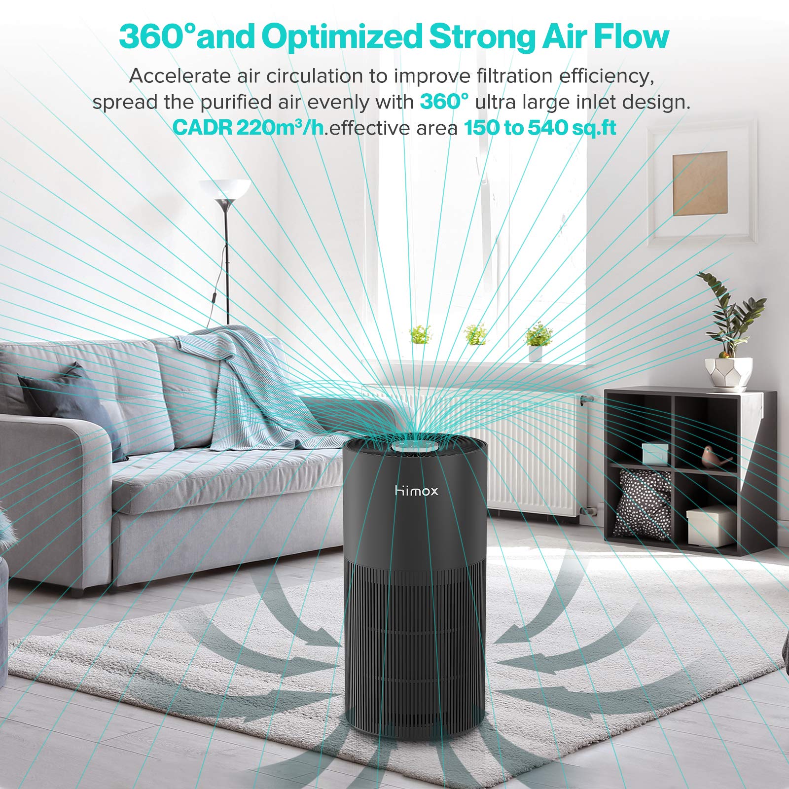 HIMOX Replacement Filter for Model HIMOX-H10, Medical Grade H13 True HEPA Air Filter for Home Allergies Pets Hair Smokers in Bedroom