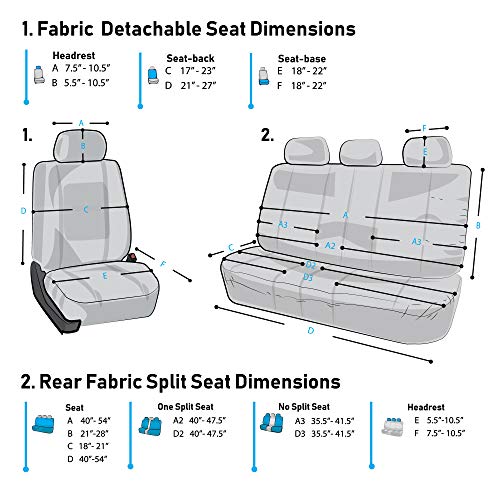 FH Group Light & Breezy Cloth Full Set Car Seat Covers (Blue/Black) Combo Set: Steering Wheel Cover, Seat Belt Pads and Black Vinyl Floor Mats β Universal Fit for Cars Trucks & SUVs