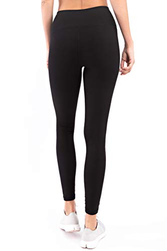 Hype Up Women's High Waisted Ripped Super Buttery Soft Active Wear Full Length Leggings with Inner Pocket (S-3X) Black