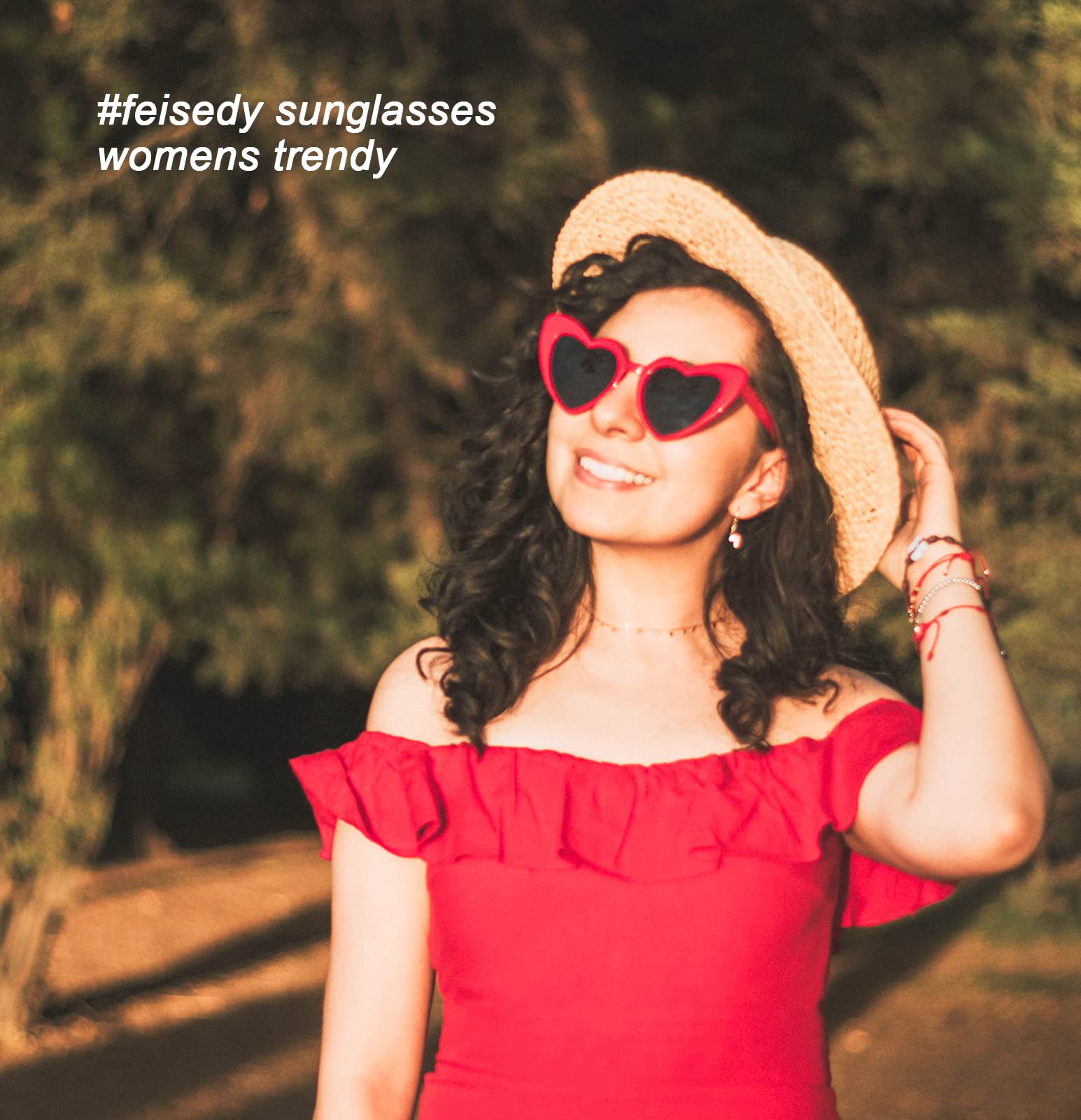 FEISEDY Vintage Heart Shaped Sunglasses Women Stylish Love Eyeglasses B2421-P1