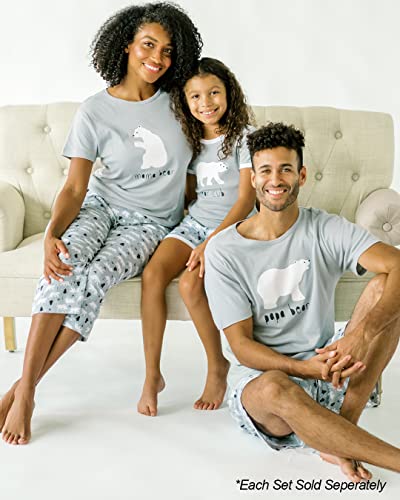 Sleepyheads Grey Polar Bear Family Matching Short Sleeve PJ Sets, Bear Summer, Small, Women's (Style 1)