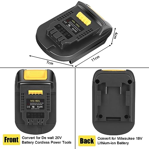 JYJZPB Battery Adapter MIL18DL Converter for Dewalt to Milwaukee Battery Adapter, Compatible for Milwaukee 18V M18 Lithium Tool Battery for Dewalt 20V Cordless Tools