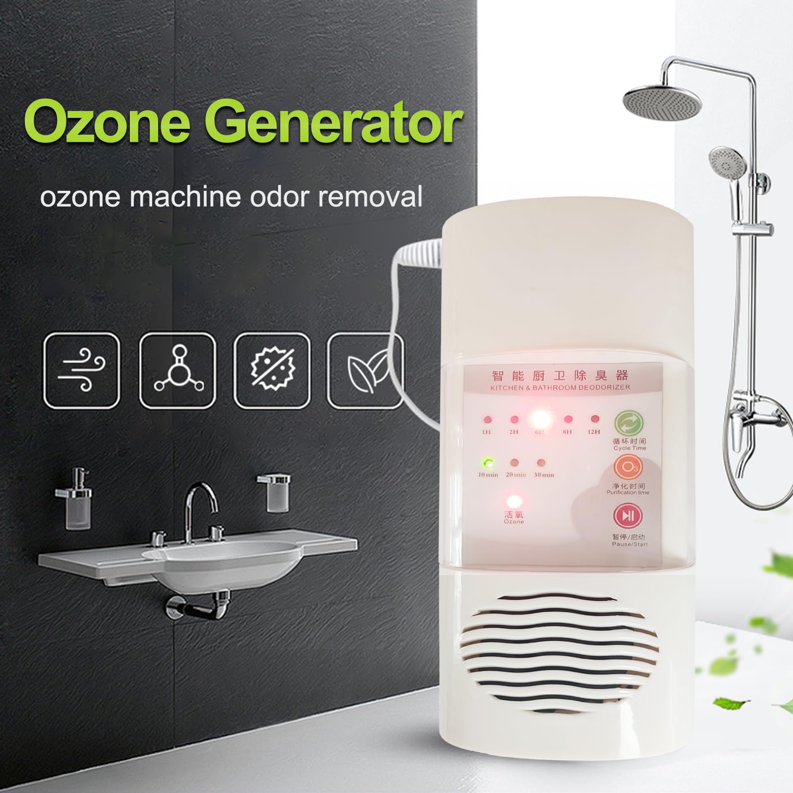 KLVEU Ozone Machine Odor Removal for Home Odor Eliminator Machine for Home and Pets Portable Generator for Kitchen,Toilet,Pet Houses,Smoke, Small, white