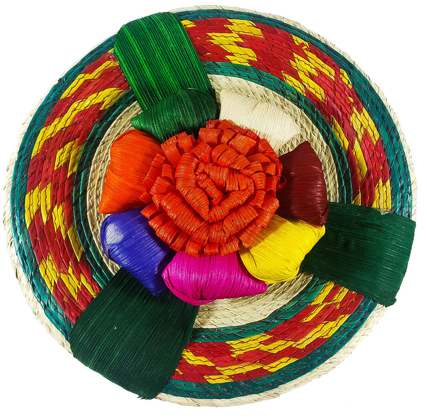 Handwoven Basket & Tortilla Cloths by Jacq & Jürgen - 2 Pack Natural Medium and Large Floral Bundle – 100% Palm Mexican Art