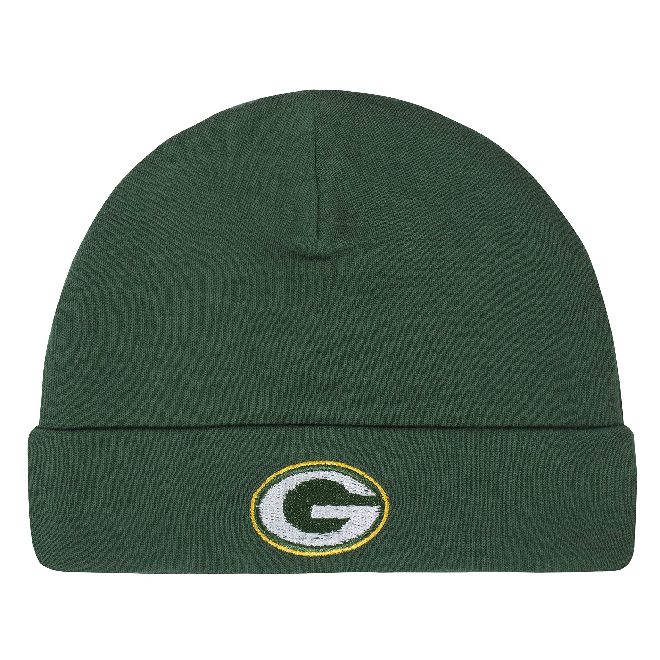 Gerber NFL Green Bay Packers 3 Pack Bodysuit Footed Pant and Cap Registry Gift Set, Green/White Green Bay Packers, 0-3M