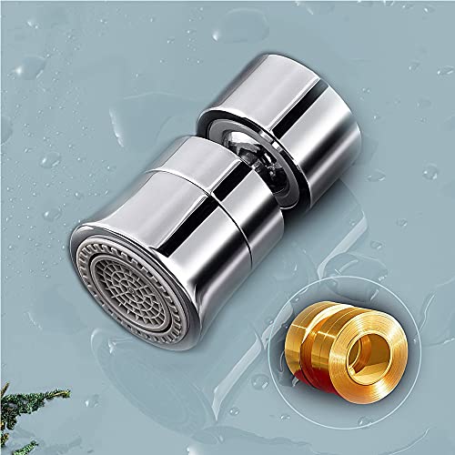 Kitchen Sink Faucet Aerator 360° Swivel 2 Spray Function Soft Bubble Stream/Strong Sprayer Faucet Tap Aerator Replacement Chrome 1.8GPM Flow Rate 15/16-27UNS-2A- Male Thread(One Piece)