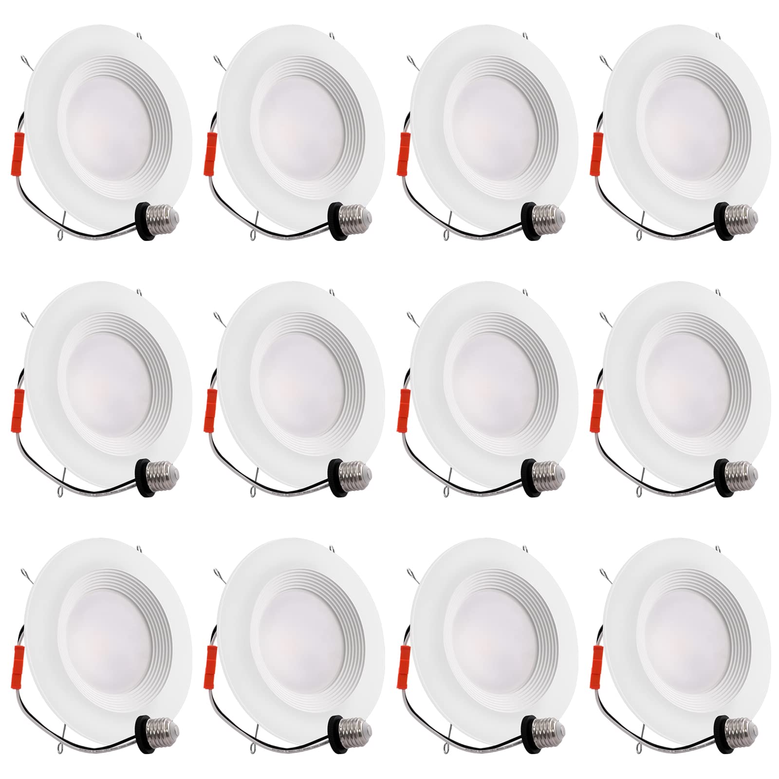Energetic LED Recessed Lighting 6 Inch, 12.5W=100W, Soft White 2700K, 1050LM, Retrofit Downlight, Dimmable Trim Can Lights, Baffle Trim, Damp Rated, ETL, 12 Pack