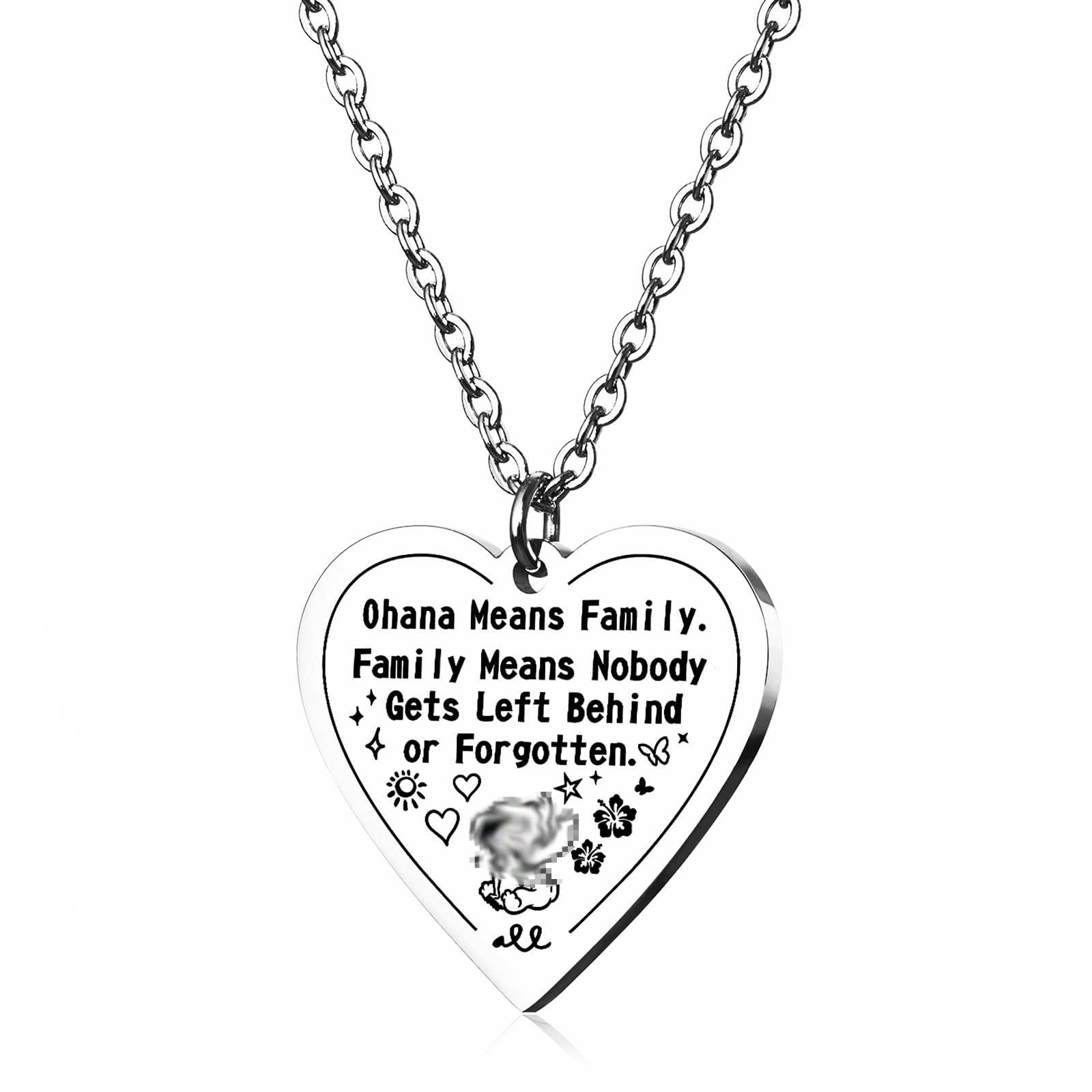 HOFOYA Ohana Means Family Heart-Shape Stitch Pendant Necklace Hawaiian Blessing Jewelry Gifts for Women Teen Girls,Christmas Birthday Gifts for Daughter Sister Best friends.