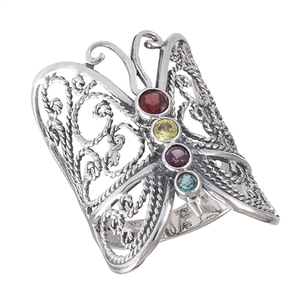Filigree Butterfly Rope Heart Wings Ring New 925 Sterling Silver Band Size 7