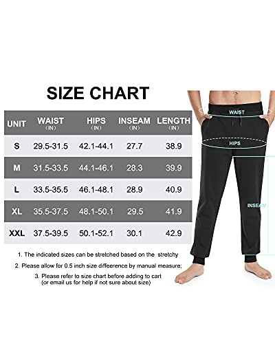 G4Free Mens Sweatpants Lounge Pants with Pockets Cotton Joggers Xmas Holiday Pants for Winter Running (Black, L)