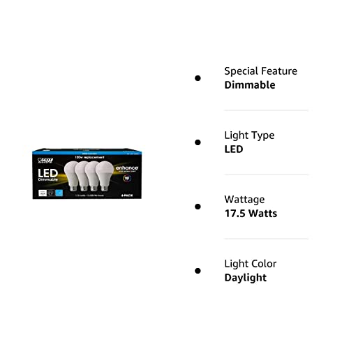 Feit Dimmable LED 5000K Daylight 4-Pack (100W Replacement) 17.5W