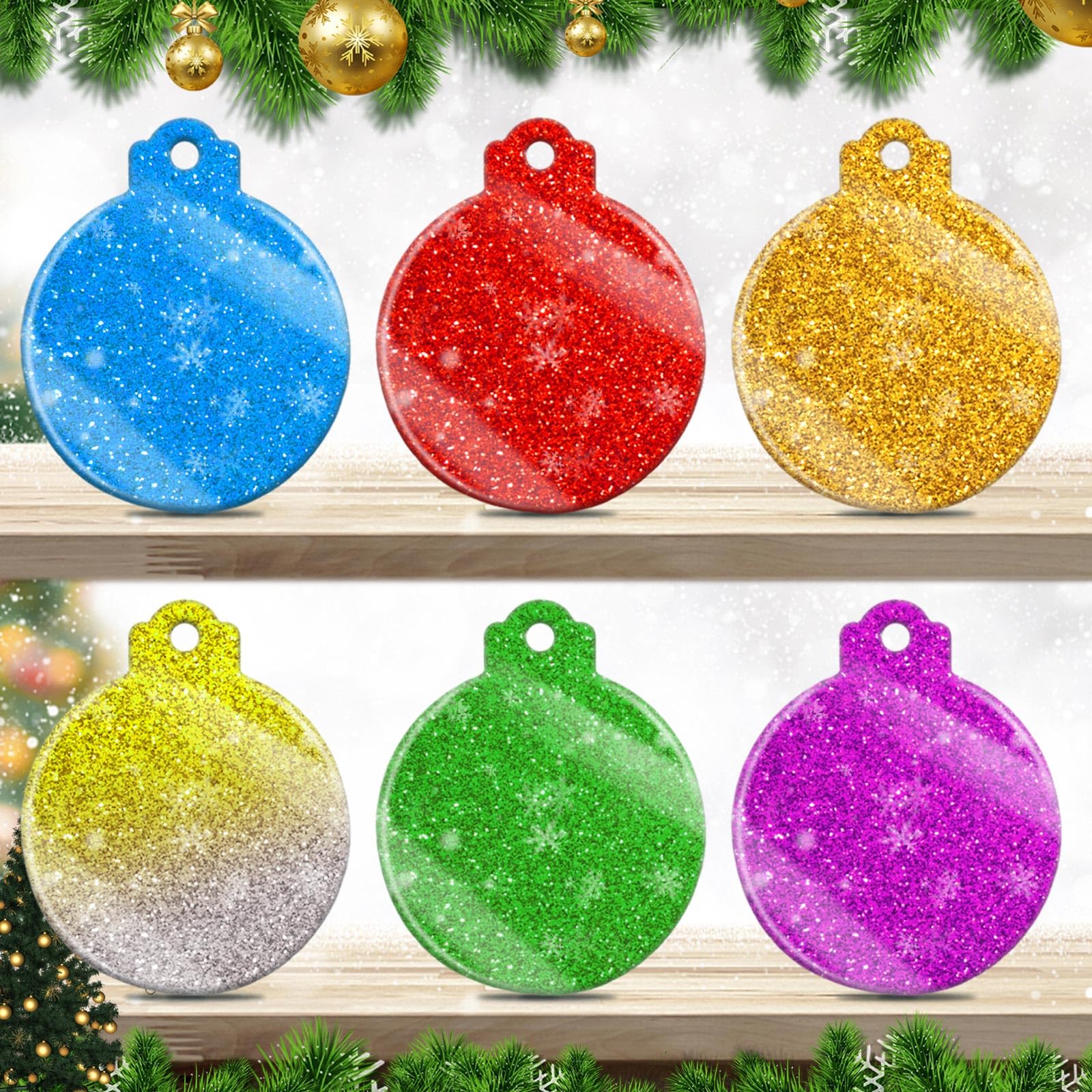 FEBSNOW 4PCS Christmas Ornaments Resin Molds Round Silicone Resin Ornaments Molds with Strings Epoxy Pendant Casting Molds for Resin Resin Molds Silicone for DIY Crafts Making Holiday Xmas Home Decor