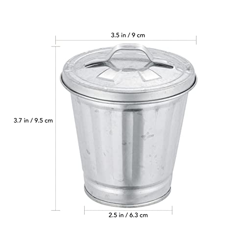 Toddmomy Mini Desktop Trash Can with Lid Metal Rubbish Bin Tiny Garbage Can Mini Tabletop Flowerpot Pen Holder for Home Office Countertop