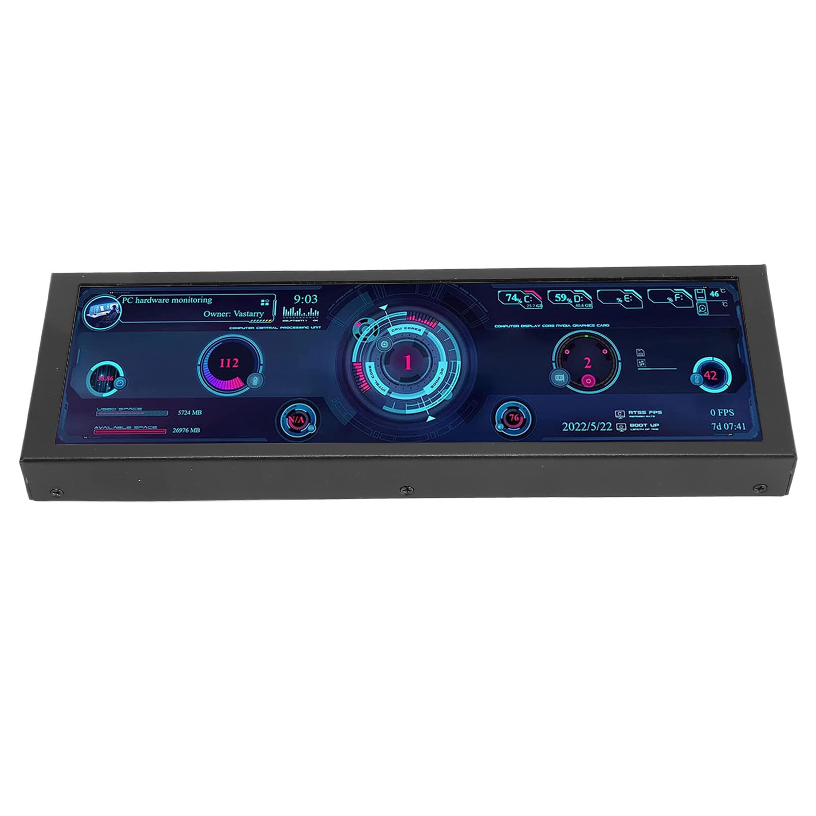 Naroote PC CPU Monitor, 7.9 Inch Computer CPU Monitor Multifunction Theme Editor for Desktop