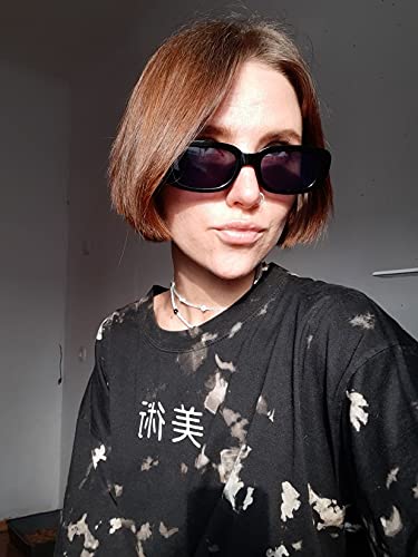 ENTHYI Rectangle Sunglasses for Women Retro 90s Sunglasses Small Narrow Square Frame UV400 Protection (Sand green + beige)
