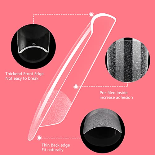 Wilfniee Soft Gel x Square Nail Tips, 240PCS Clear Ballerina Nail Tips for Acrylic Nail Tips Professional, Pre Shaped Full Cover Press on Nail Tips for Nail Polish Dip Powder, Nail Salons Home DIY