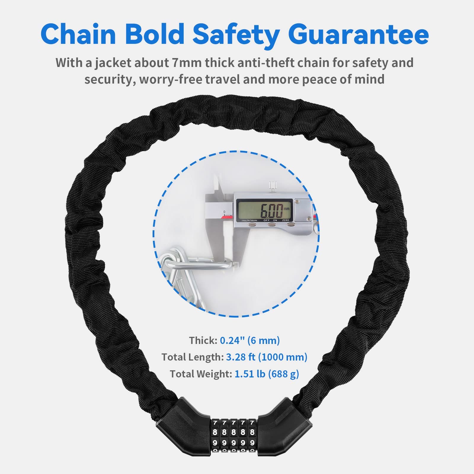KNETE Bicycle Lock, Mini Portable Bicycle Lock, 5-Digit Combination Bicycle Lock, Combination Bicycle Lock, Lock bar, Skateboard Lock, Motorcycle Lock, Multifunctional Bicycle Anti-Theft Lock.