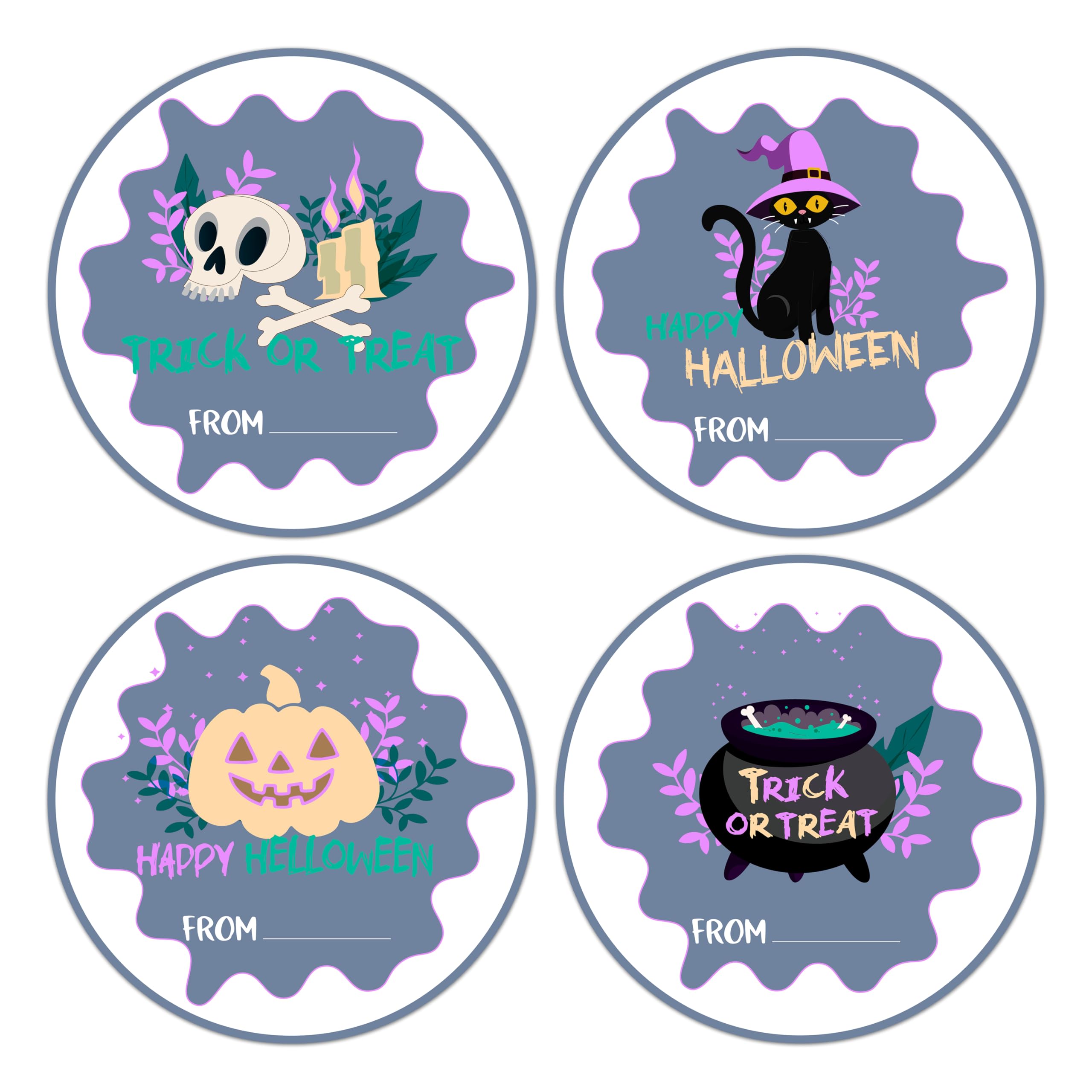 Nuhany Halloween Gifts Label Stickers, Funny Cute Halloween Skull Pumpkin Gifts Tags Stickers for Gifts Bag Decor, Happy Halloween Holiday Stickers Decor for Party-A02