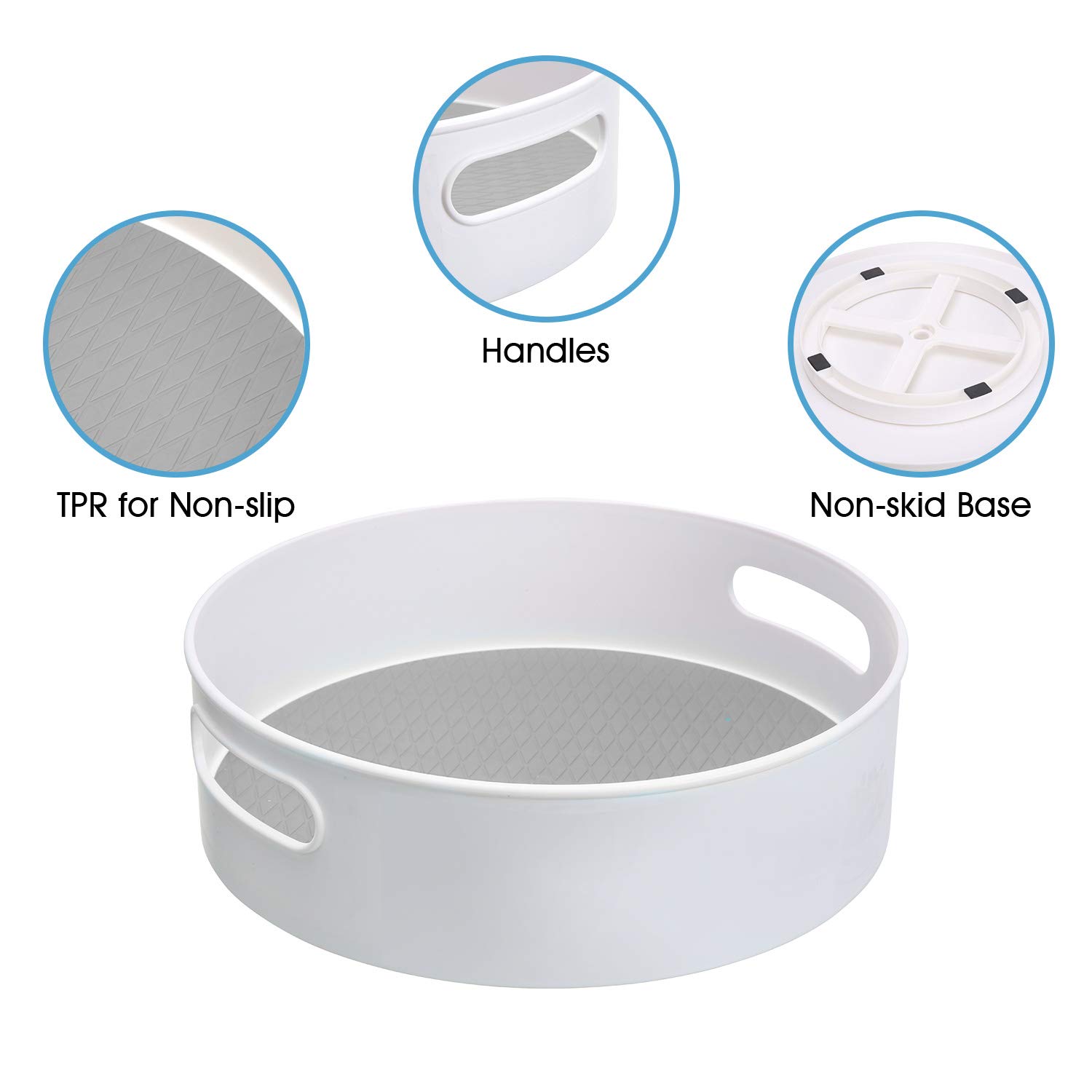 Jeko 2 Pack Plastic Lazy Susan Turntable Storage Container Non-Skid Lining Kitchen Spinning Cabinet Organizers, 9" & 12" Rotating Spice Organizer for Fridge, Pantry, Countertop, Vanity