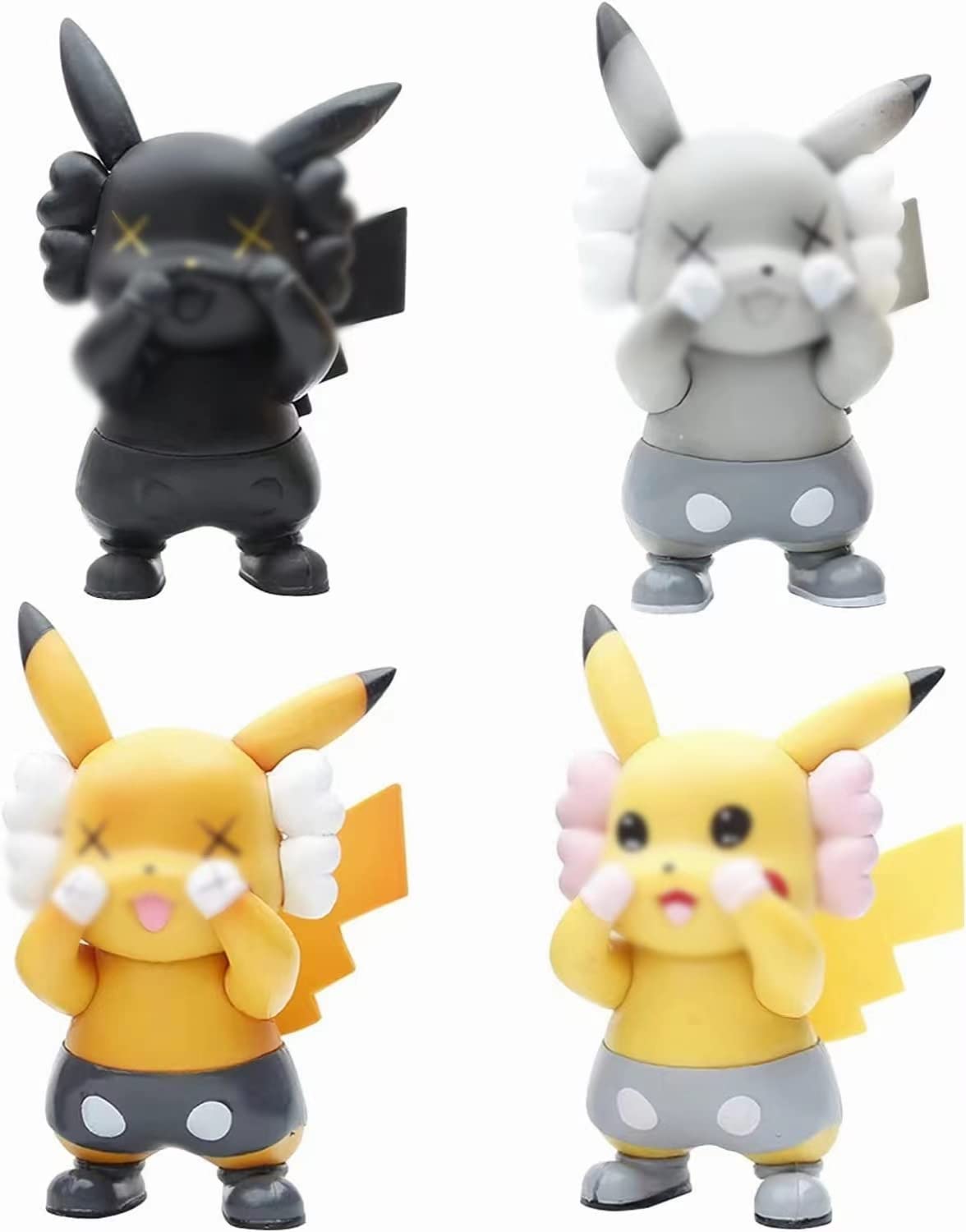 HOMAFY Pika Gloomy Bear Action Figures 4 Pack, Mini Limited Action Figures Desktop and Car Decoration Classic Cartoon Model Collectible Figure