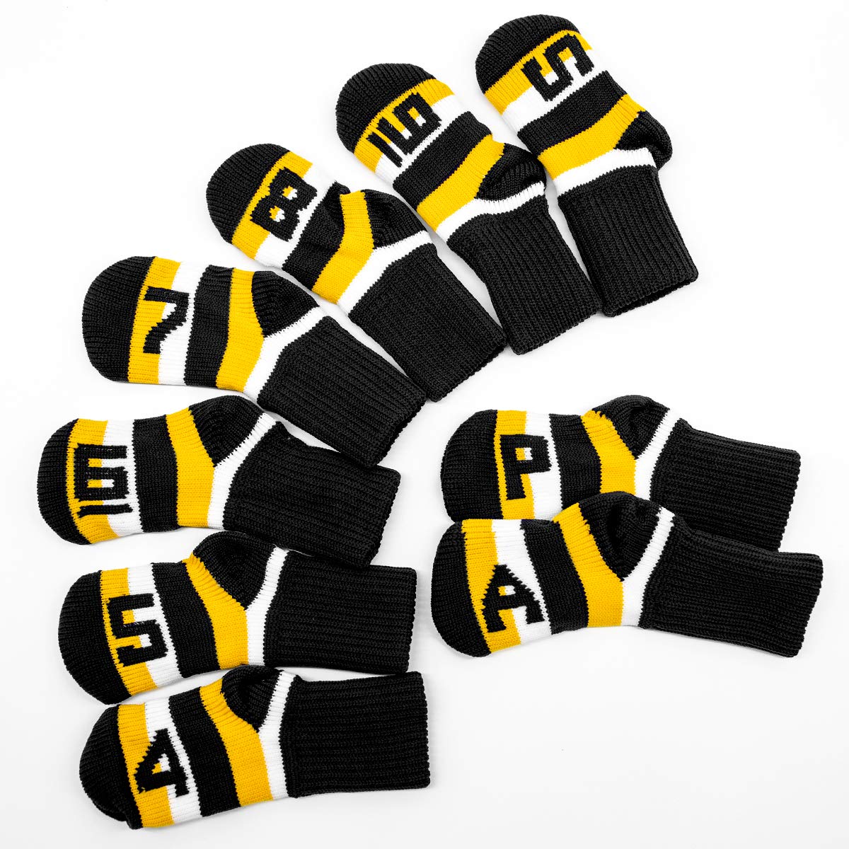 Golf Iron Covers,Golf Iron Head Covers Knitted Golf Iron Covers Set 9pcs Golf Iron Headcovers,Golf Club Head Covers for Iron Fits Titleist,Callaway,Ping,Taylormade (Black)